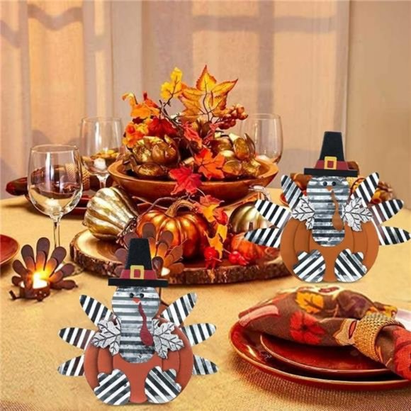 Accents | 2 Pack Turkey Block Set Thanksgiving Decor Dark Red Dark ...